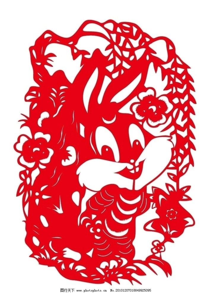 兔子剪纸图片_民俗人文_生活方式-图行天下素材网